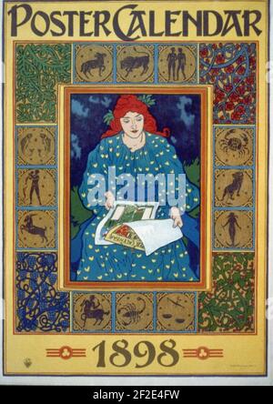 Poster calendar for 1898 Stock Photo - Alamy