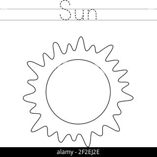 Trace and color for kids, sun vector Stock Vector Image & Art - Alamy