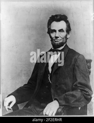 President Abraham Lincoln, portrait, seated and facing front Stock ...