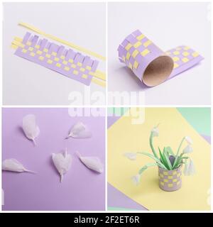 DIY, spring holiday craft activity for kids, paper flowers postcard ...