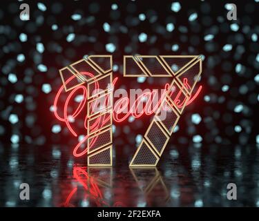 Gold number seventeen (number 17) cut into perforated gold segments ...