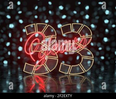 Gold number 33 (number thirty-three) with perforated black metal ...