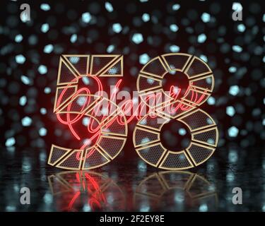 Golden number 58 fifty eight made of inflatable balloon Stock Photo - Alamy
