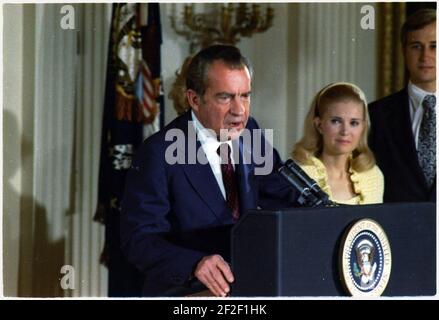 President Richard Nixon's farewell to his cabinet and members of the ...