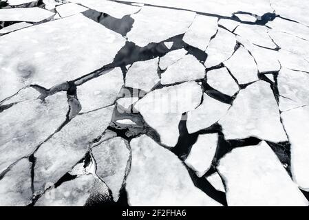 frozen ice floes, dam at the Lukmanier Pass - Switzerland Stock Photo ...