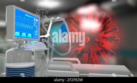 lungs and ICU lungs ventilator, cg medical 3d illustration Stock Photo ...