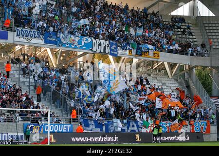 Fans of Marseille before the French championship Ligue 1 football match ...