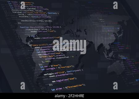 javascript front-end web developing programming language for website coding. mixed media ...