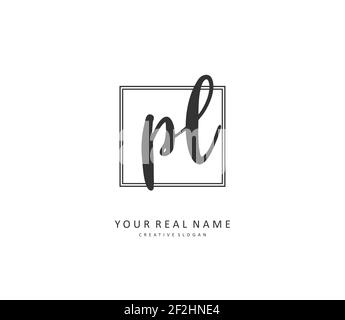 PL Initial letter handwriting and signature logo. A concept handwriting ...