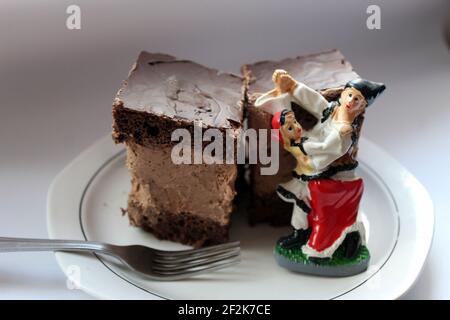 Rigo Jancsi, a traditional Hungarian cube-shaped chocolate sponge cake ...