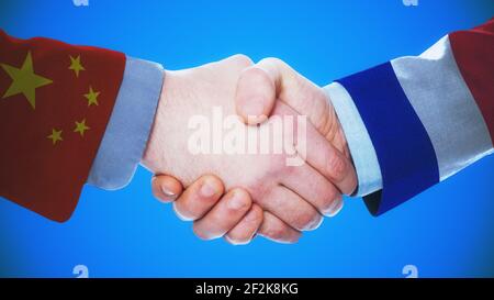 France - China - Handshake concept about countries and politics Stock ...
