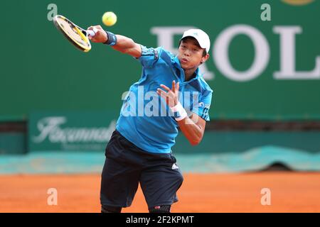 Yen-Hsun Lu of Taipei during The ATP Monte-Carlo Rolex Masters 2014 ...