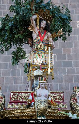San Sebastian Float, Corpus Christi Celebration, Cusco, Peru Stock ...