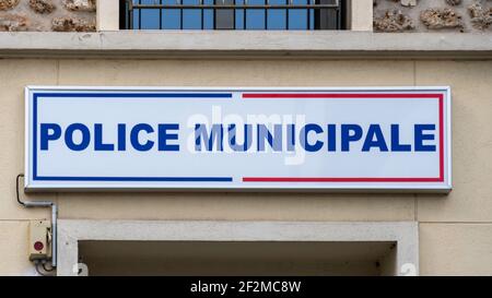 french police station sign in france Stock Photo - Alamy