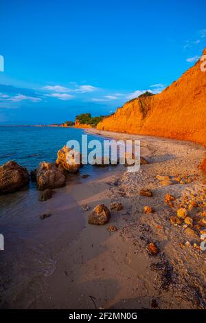 Greece, Kassandra peninsula in Halkidiki, modern orthodox church with ...