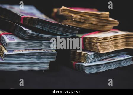 A closeup shot of a pile of Lei banknotes Stock Photo - Alamy