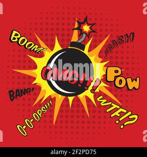 Omg comic explosion. Comic blast vector with bubbles. Cartoon burst ...