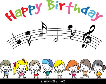 vector cartoon children happy birthday song Stock Vector Image & Art ...