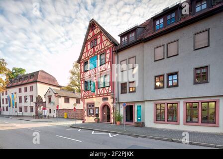 Glass museum, house facade, half-timbered, collegiate church, St Marien ...