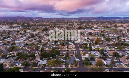 Aerial view of the city of downtown Placentia, California, USA Stock ...