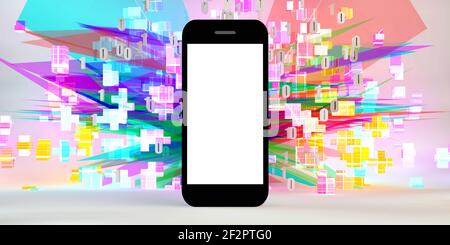 Glowing Mobile Empty Screen on Fun Background Stock Photo - Alamy