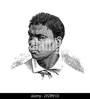 African Bantu man. Culture and history of Africa. Vintage antique black ...