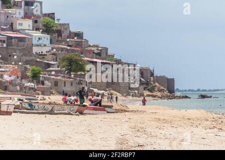 Luanda / Angola - 12/07/2020: Beach view with fishermen and traditional ...