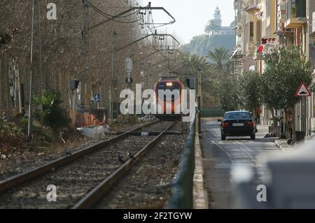 A Renfe passenger train crossing the Spanish countryside Stock Photo ...