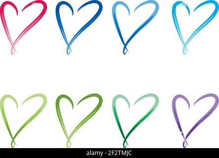vector drawing heart shape design set Stock Vector Image & Art - Alamy