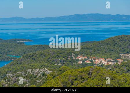 Aerial view of Govedari village at Mljet national park in Croatia Stock ...