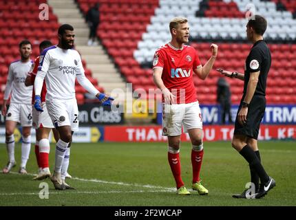 Referee Declan Bourne during the Sky Bet EFL League Two match between ...