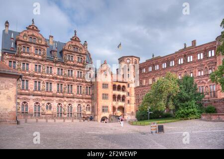 Facade of the historical main building of Heidelberg University library ...