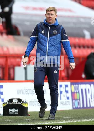 Shrewsbury Town academy manager David Longwell during the Sky Bet ...