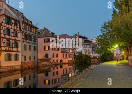Sunset view of colourful houses at Petite France district in Strasbourg ...