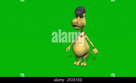 3D illustration - puppet pose in front of the mirror isolated on green ...