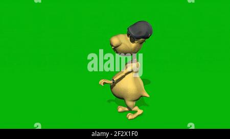 3D illustration - puppet pose in front of the mirror isolated on green ...