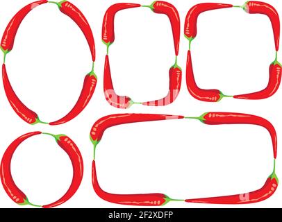 vector red chili border frame set Stock Vector Image & Art - Alamy
