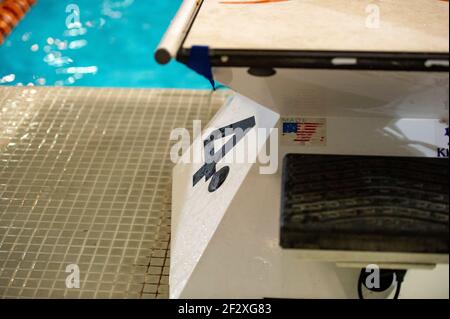 An electronic starting block at an Olympic pool Stock Photo - Alamy