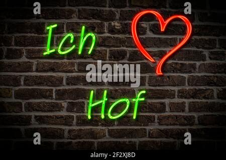 Leuchtreklame, Ich liebe Hof, Bayern, Deutschland, Europa | Illuminated ...
