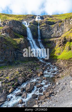 Rjukandi waterfall viewed during sunny day on Iceland Stock Photo - Alamy