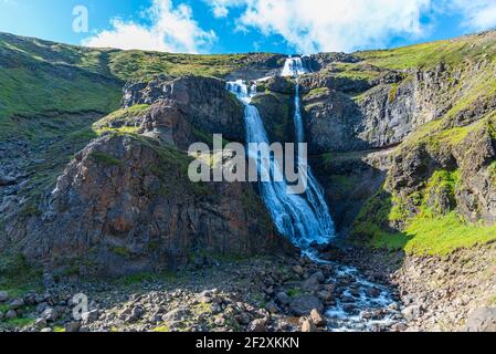 Rjukandi waterfall viewed during sunny day on Iceland Stock Photo - Alamy