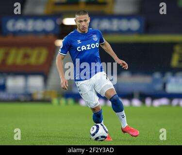 Liverpool, UK. 13th Mar, 2021. Ben Godfrey #22 of Everton runs forward ...