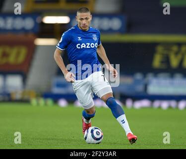 Liverpool, UK. 13th Mar, 2021. Ben Godfrey #22 of Everton runs forward ...