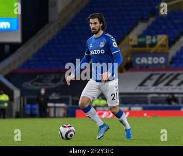 Liverpool, UK. 13th Mar, 2021. Ben Godfrey #22 of Everton in action ...