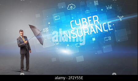 defending with umbrella from cyber attack Stock Photo - Alamy