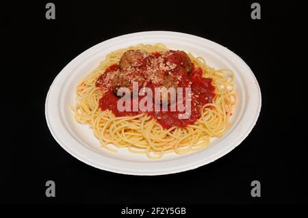 Heaping plate full of delicious spaghetti and meatballs Stock Photo - Alamy