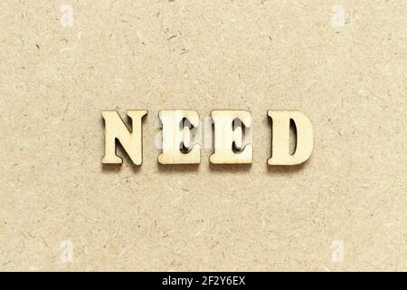 Alphabet letter in word need on wood background Stock Photo - Alamy