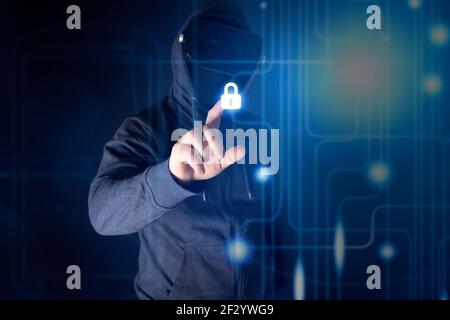 Hacker coding virus ransomware using laptops and computers. Cyber ...