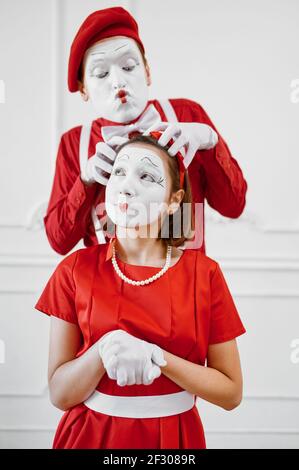 Female mime with white face Stock Photo - Alamy