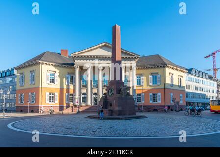 Karlsruhe, Germany, September 15, 2020: Night view of a street in the ...